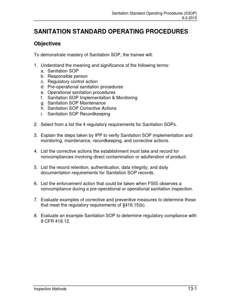 13a IM SSOP PDF | PDF | Sanitation | Verification And Validation