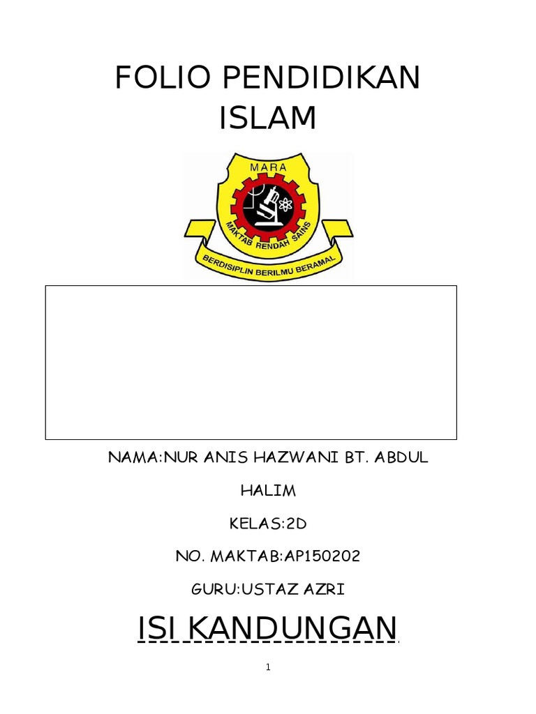 Folio Pendidikan Islam 2016 | PDF