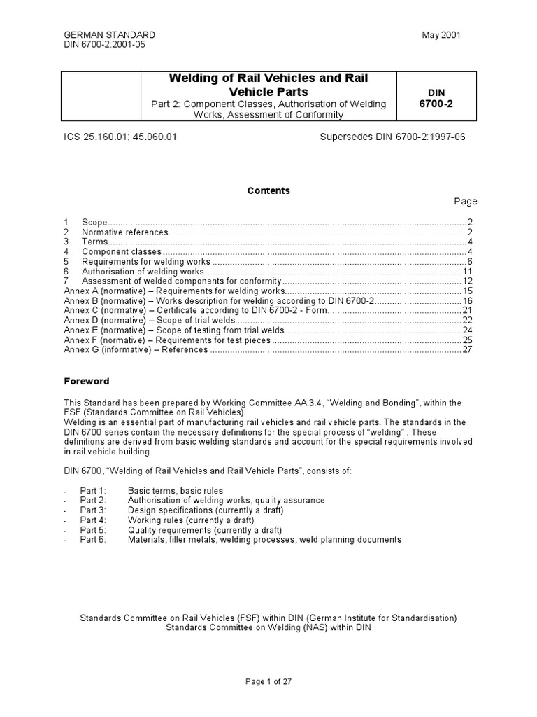Din 6700 2 en | PDF | Verification And Validation | Welding