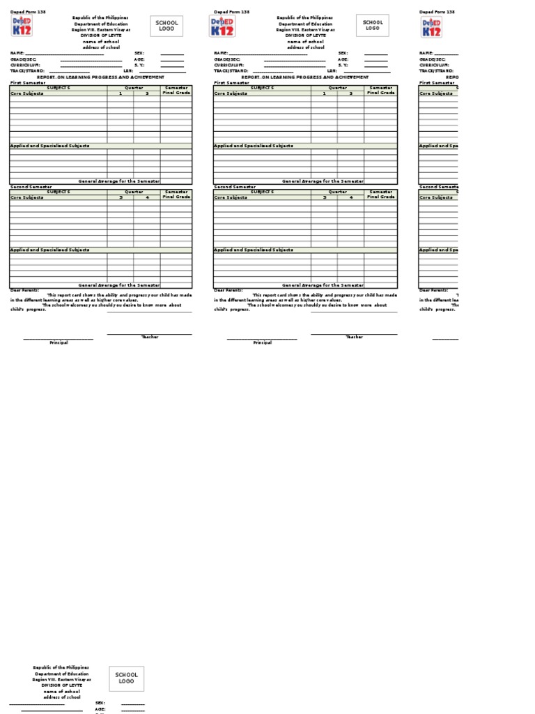 SHS Report Card | PDF | Cognition | Social Institutions