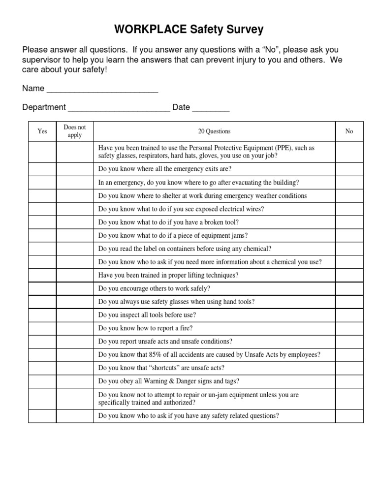 Safety Quiz 20 Questions For Employees | PDF