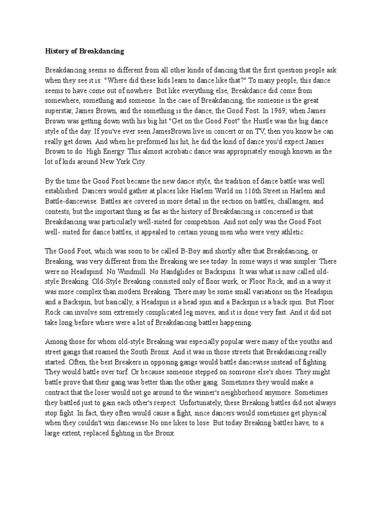 History of Breakdance | PDF | Hip Hop Music | Hip Hop