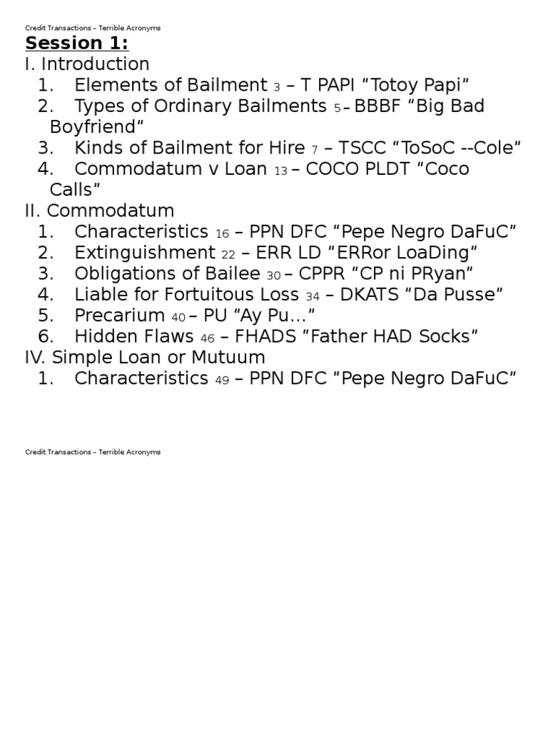 Credit Transactions Acronyms Guide | PDF | Politics