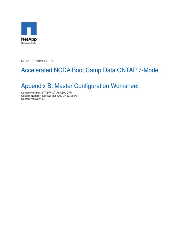 Accelerated NCDA Boot Camp Data ONTAP 7-Mode Appendix B: Master ...