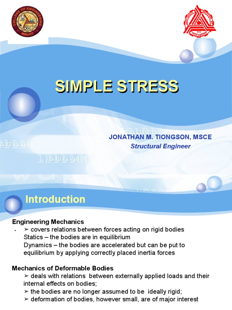 Simple Stress | PDF | Stress (Mechanics) | Force