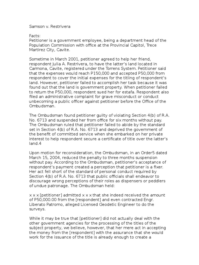 Samson v. Restrivera | PDF | Fraud | Negligence