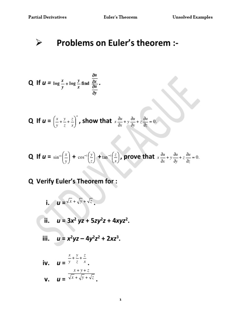2 Problems On Euler S Theorem Pdf