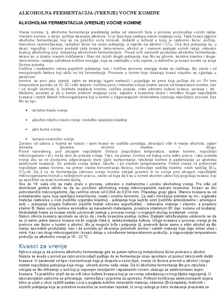 Alkoholna Fermentacija | PDF