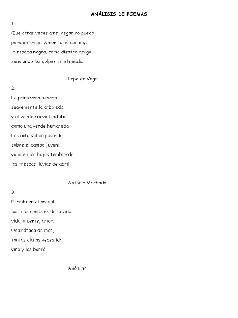 Análisis de Poemas para 1º ESO | PDF