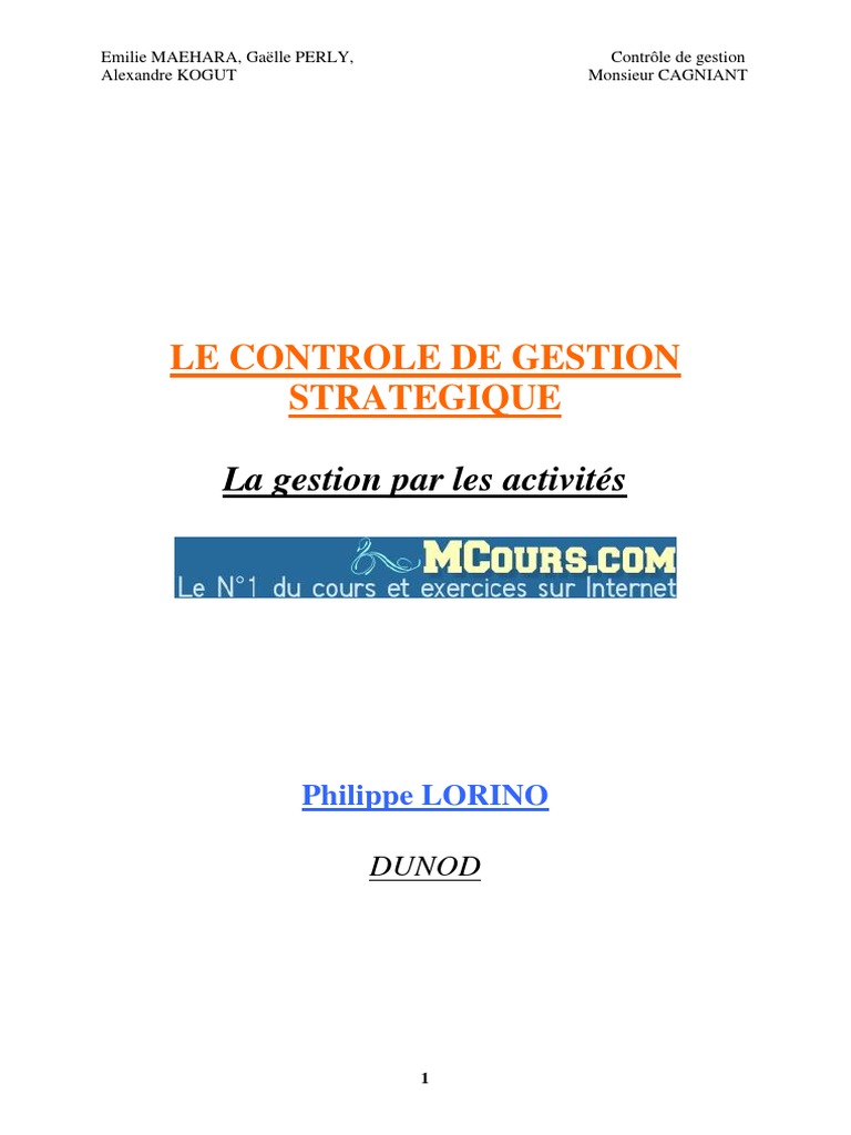Le Controle de Gestion Strategique PDF | PDF | Évolution de carrière