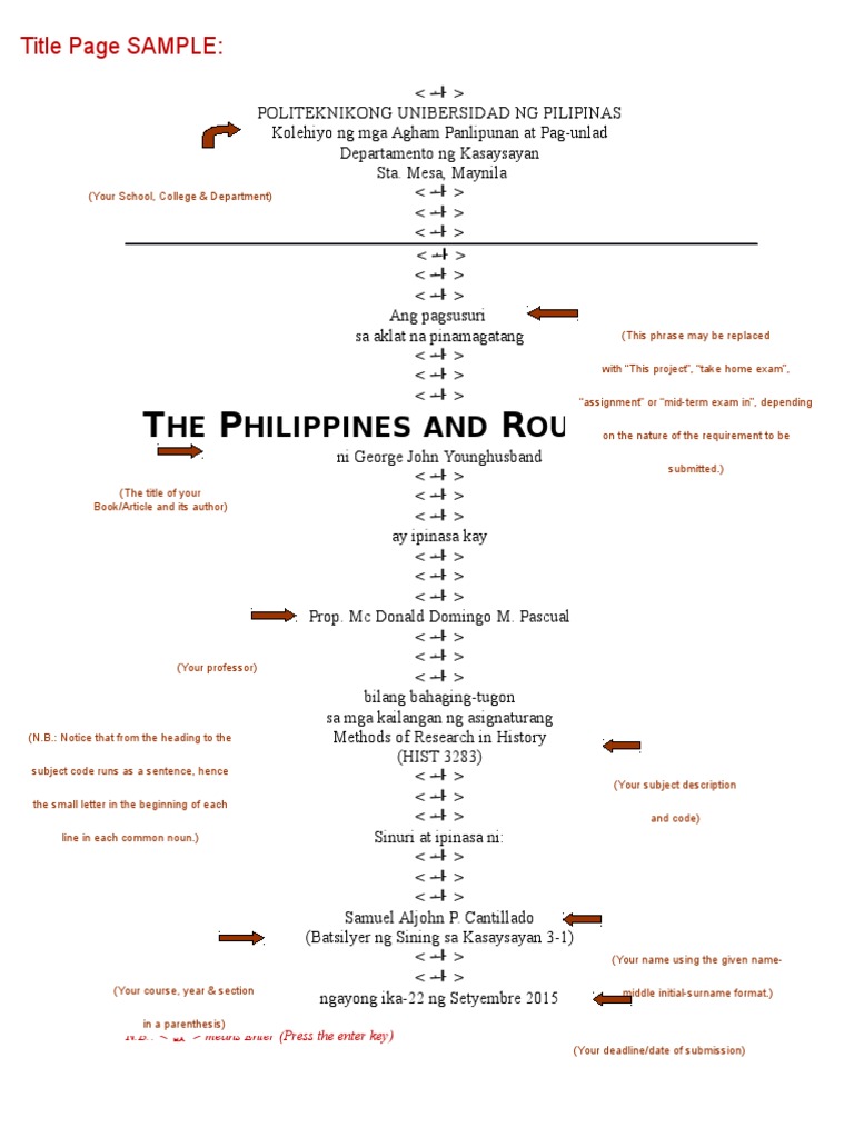 Book Review - Title Page Format (In Filipino) | PDF | Onomastics ...