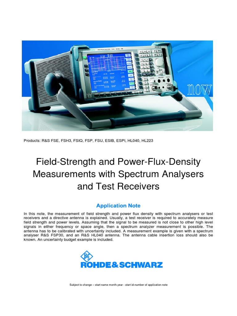 One-Man RF Power Flux Basic Measurements With A Spectrum Analyzer Rohde ...