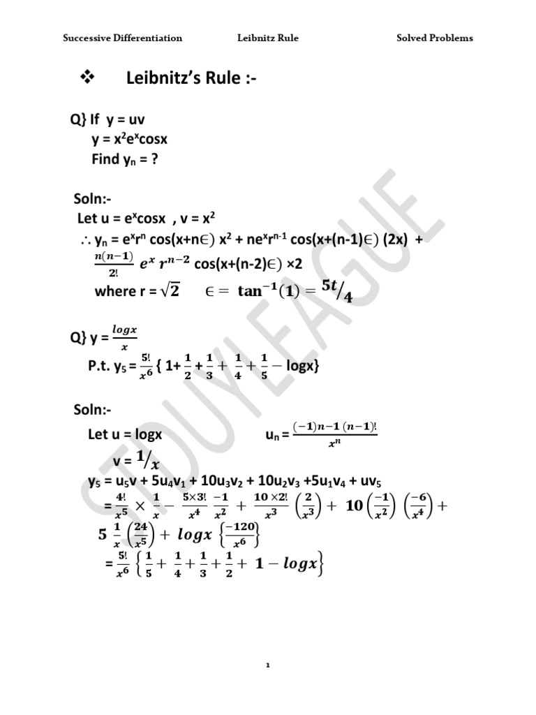 Leibnitz Rule: Solved Problems Guide | PDF | Trigonometric Functions ...