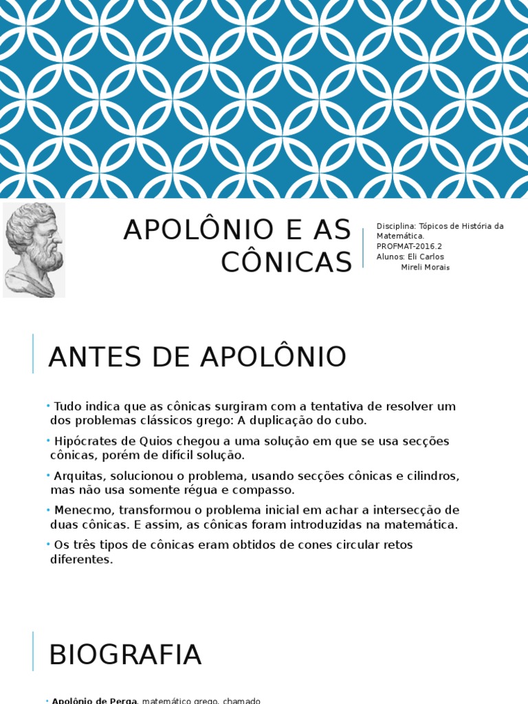 Apolônio e as Cônicas: Construção da Parábola | PDF | Elipse | Formas ...