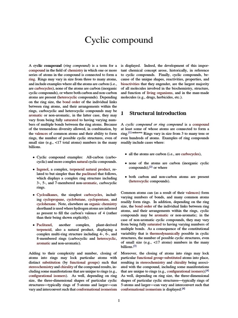 Cyclic Compound PDF | PDF | Aromaticity | Chemical Compounds