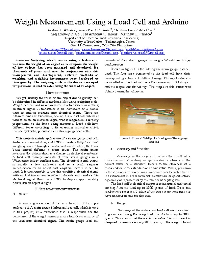 Load Cell | PDF | Analog To Digital Converter | Electronic Engineering