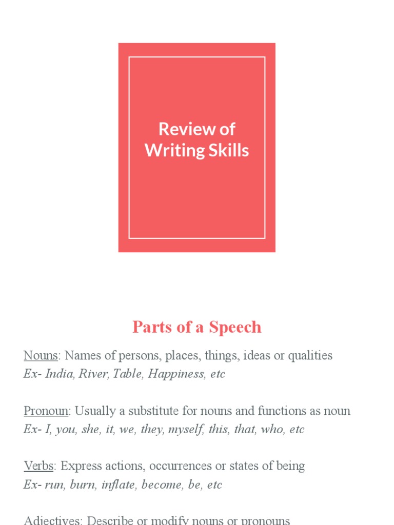 Review Of Writing Skills PDF Clause Sentence Linguistics 