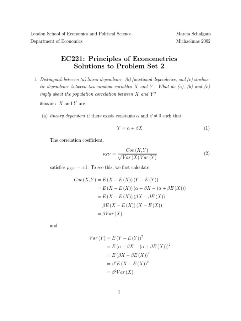 EC221 Principles of Econometrics Solutions PS | PDF | Bias Of An Estimator | Eigenvalues And ...