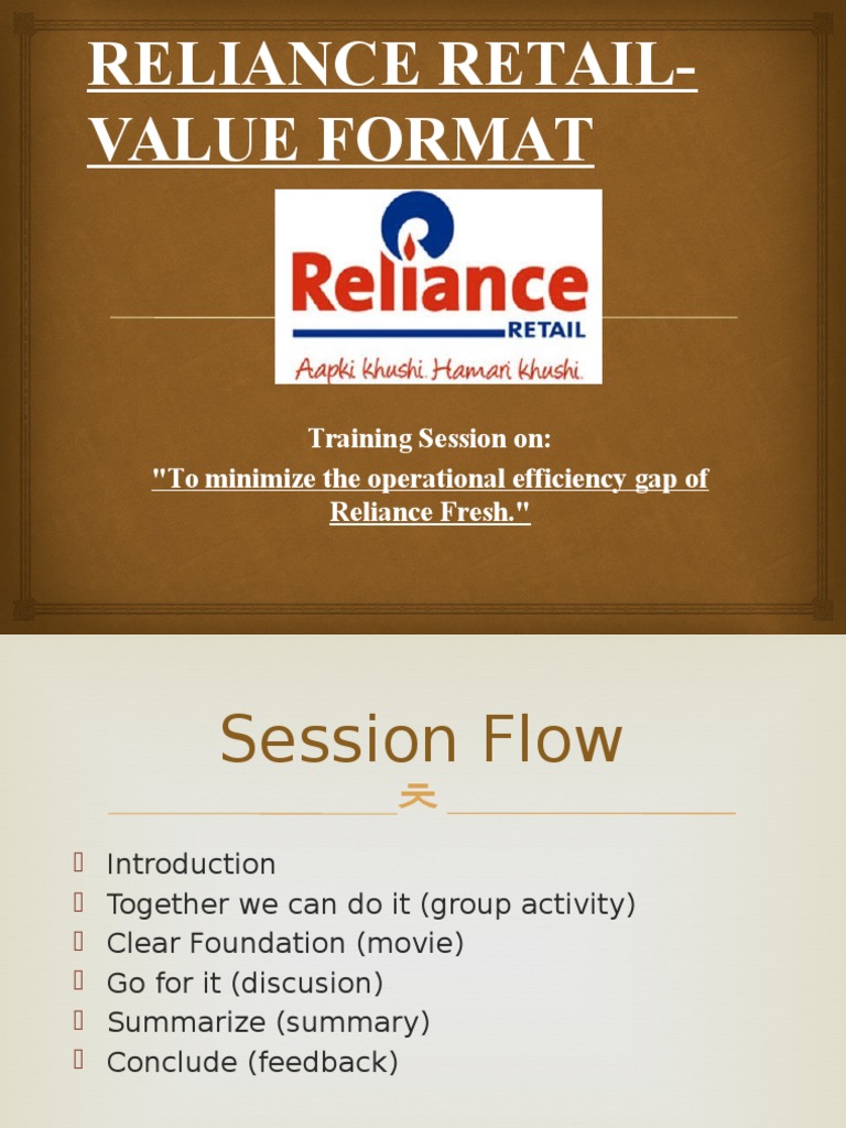 Training & Development Training Session Reliance | PDF