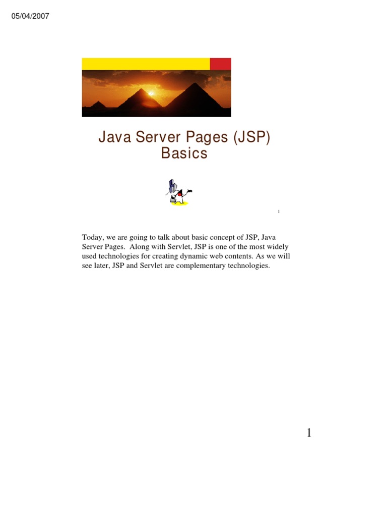 JSPBasics Speakernoted | PDF | Java Server Pages | Java Servlet