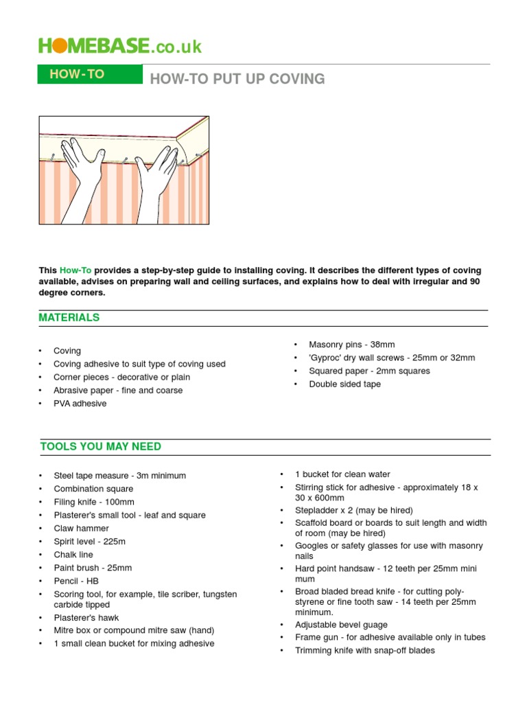 How To Put Up Coving | PDF | Plaster | Knife