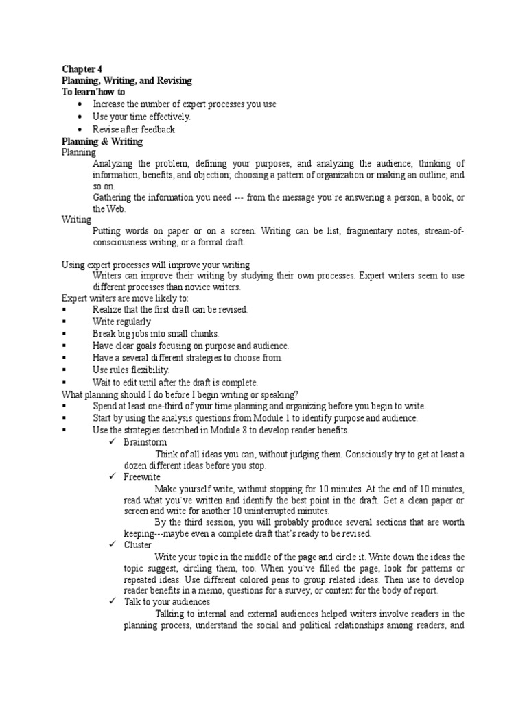 SUMMARY of Planning Revising and Writing, and Also The Document Design | PDF | Proofreading ...