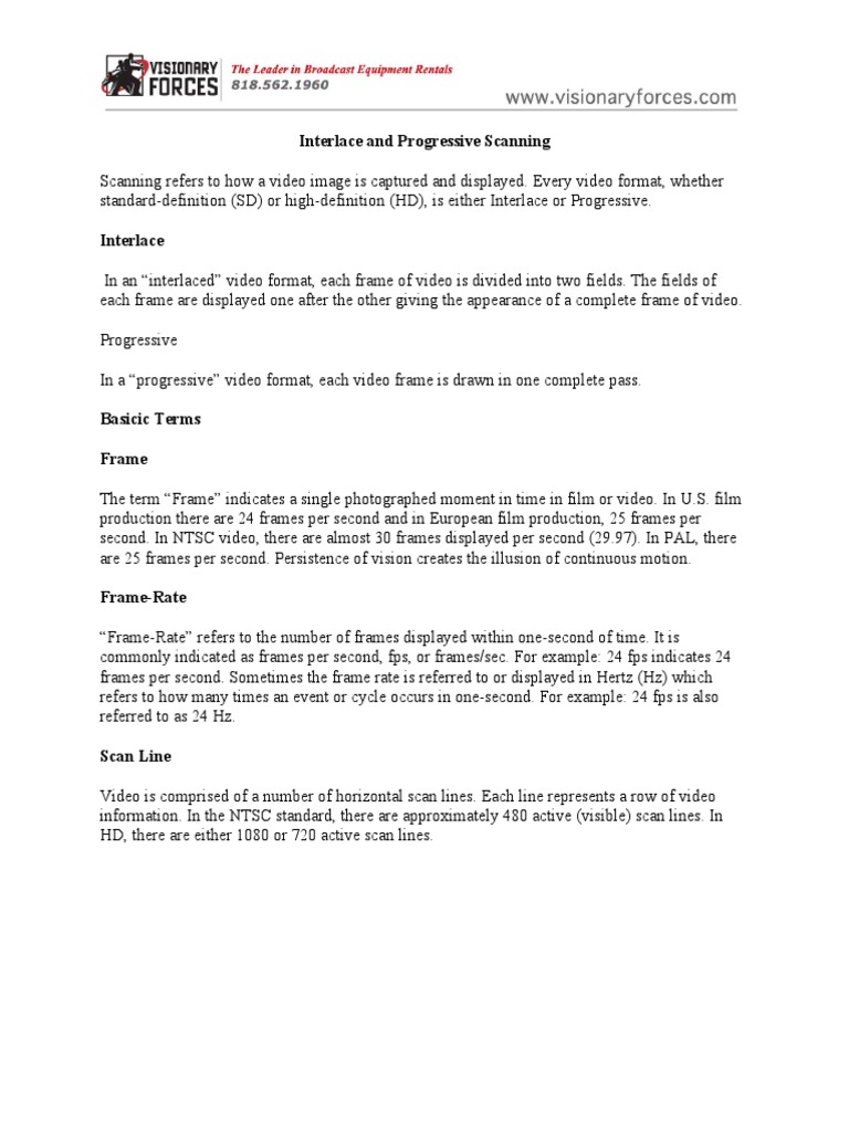 Understanding Interlace and Progressive Scanning | PDF | Film Frame | Video