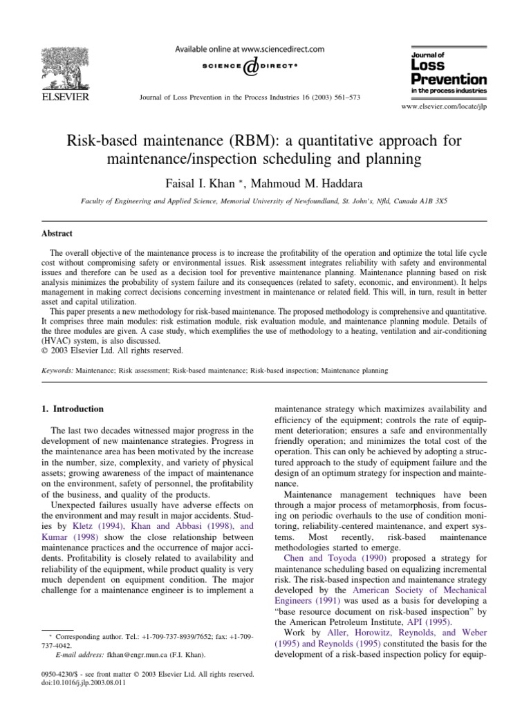 Risk-Based Maintenance (RBM) A Quantitative Approach For | PDF | Chlorofluorocarbon | Risk