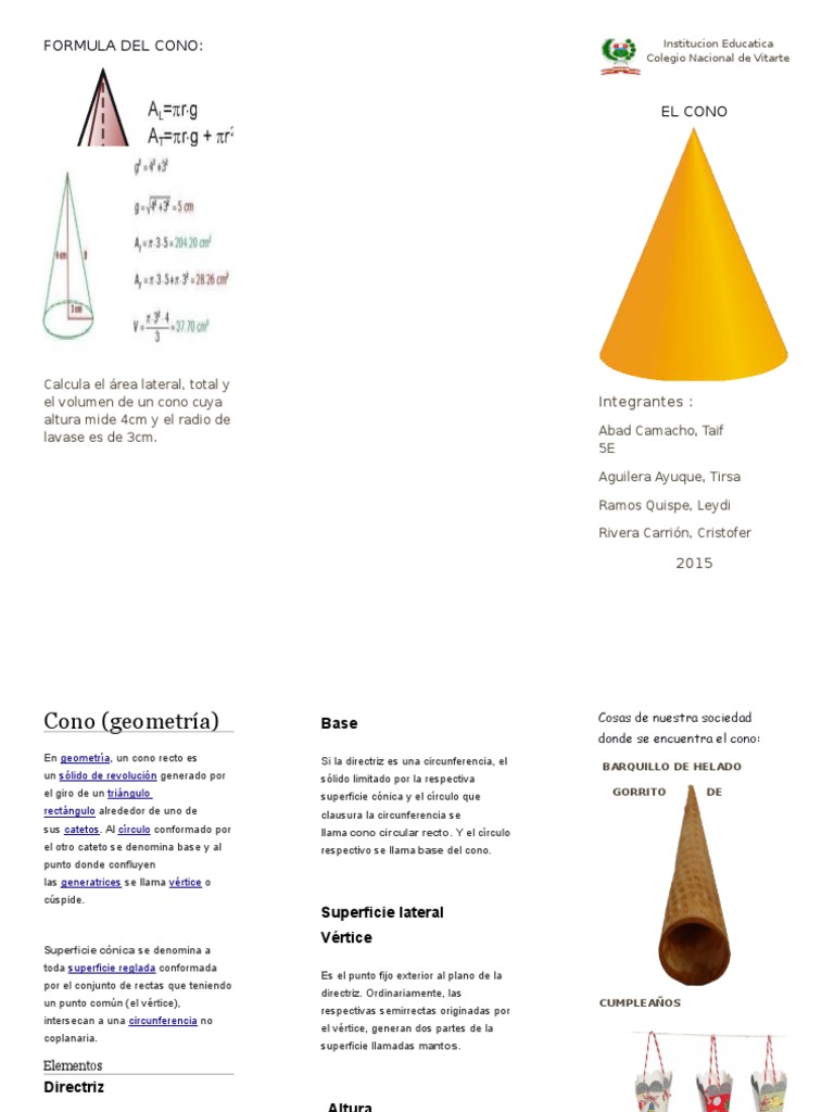 Fórmulas y características del cono | PDF