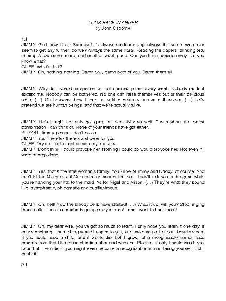 Look Back in Anger | PDF