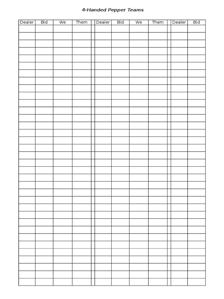 4-Handed Pepper Marking Sheets | PDF