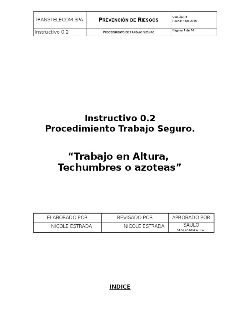 Ins-02 Instructivo Trabajo en Altura. | PDF | Cinturón de seguridad ...