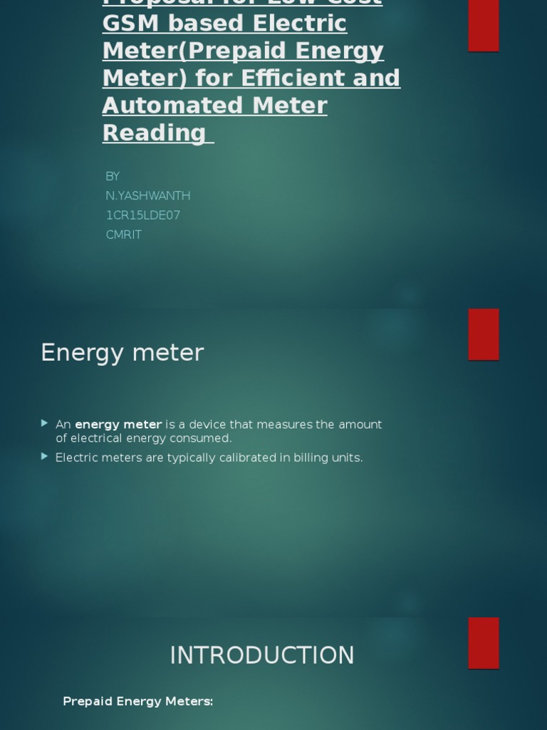 Proposal For Low Cost GSM Based Electric Meter | PDF