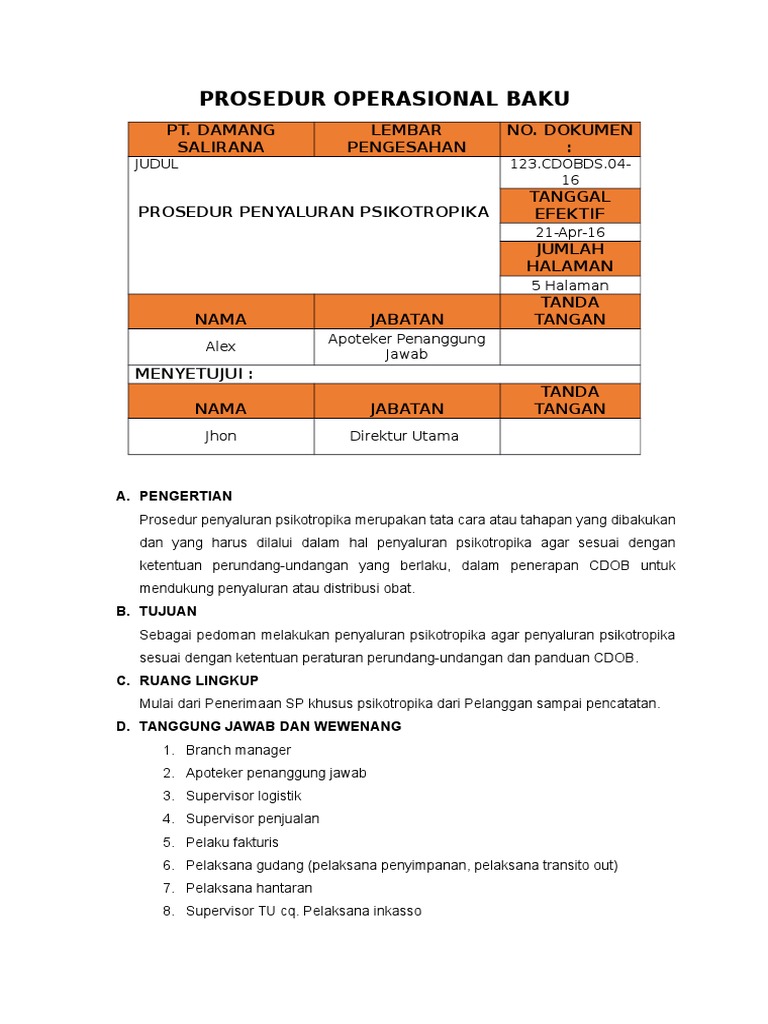 Sop Psikotropika PBF | PDF
