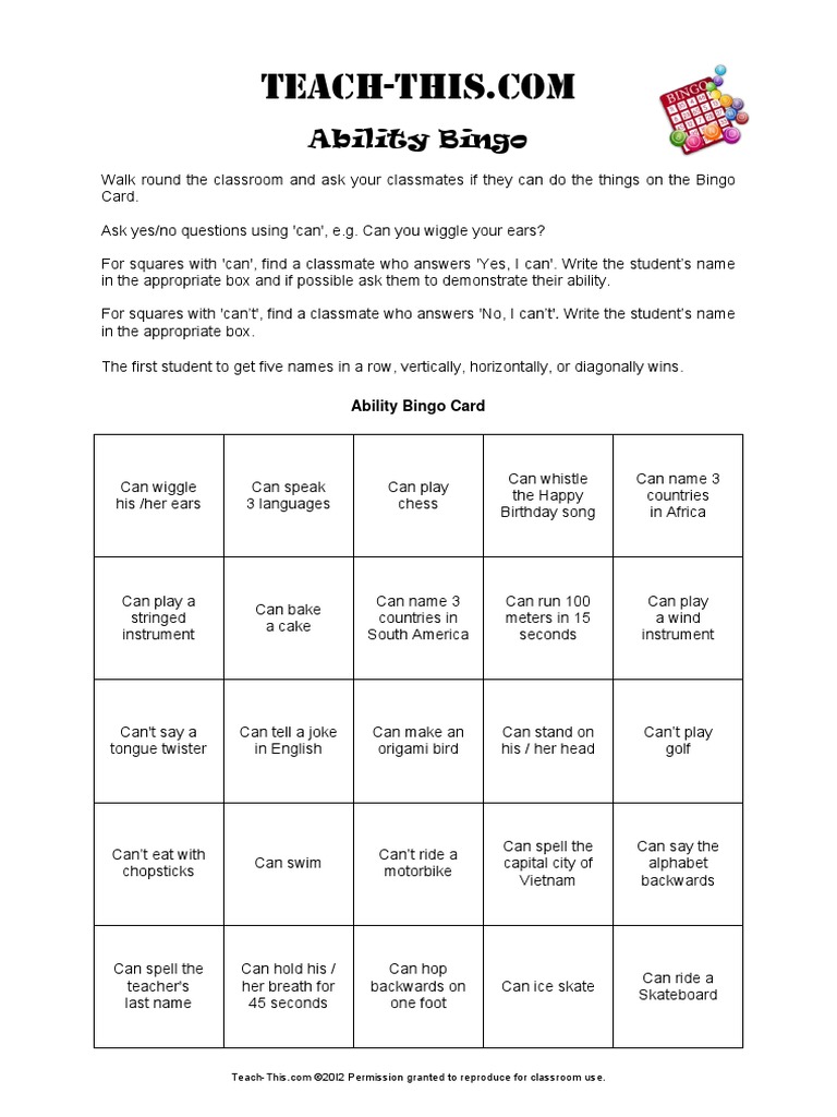 Ability Bingo | PDF