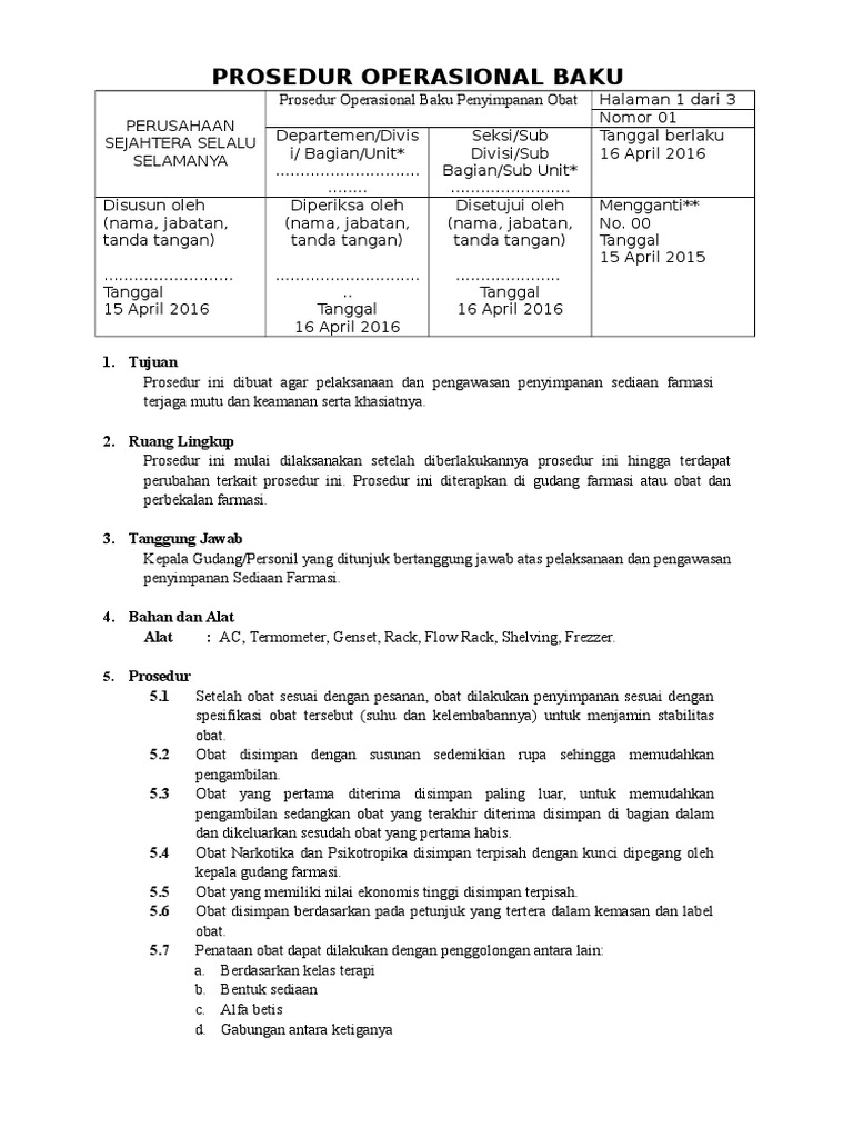 SOP Penyimpanan Obat Klmpok 5 PBF | PDF
