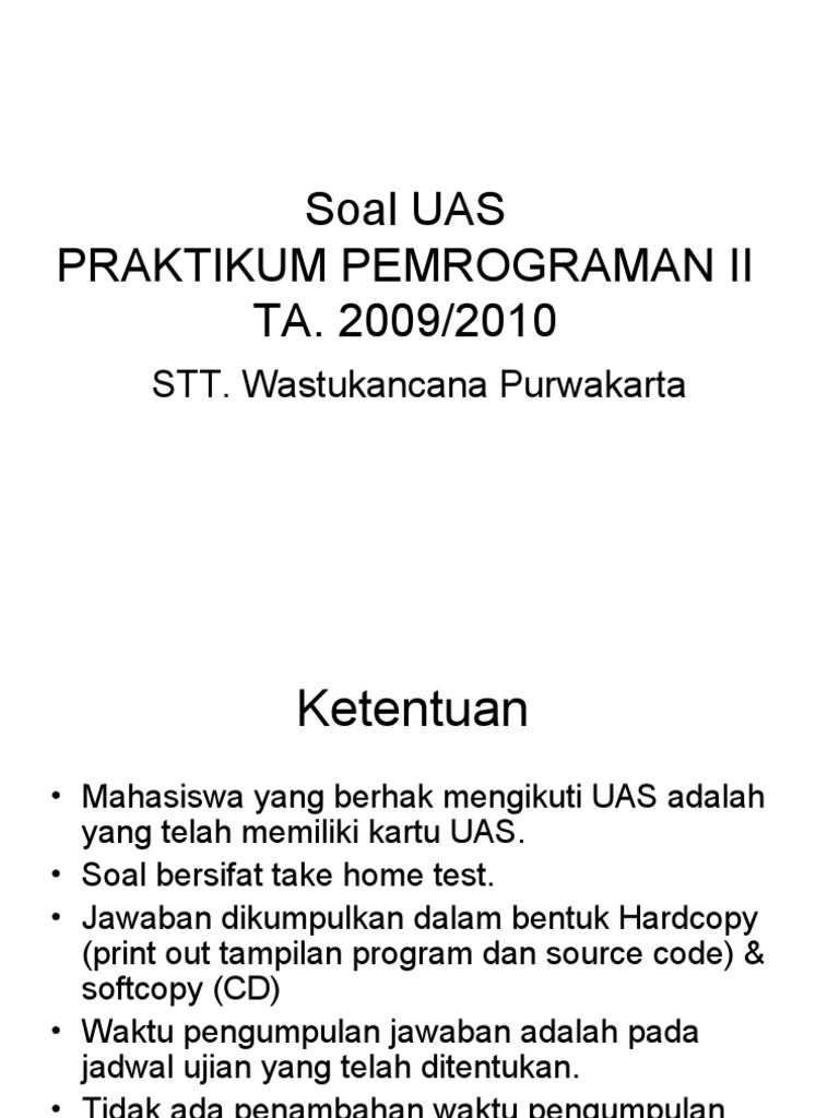 Soal UAS Praktikum Pemrograman II | PDF
