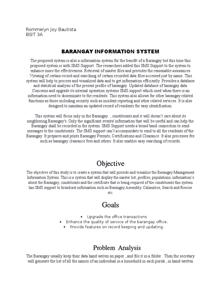 An Enhanced Barangay Information System with SMS Support for Improved ...