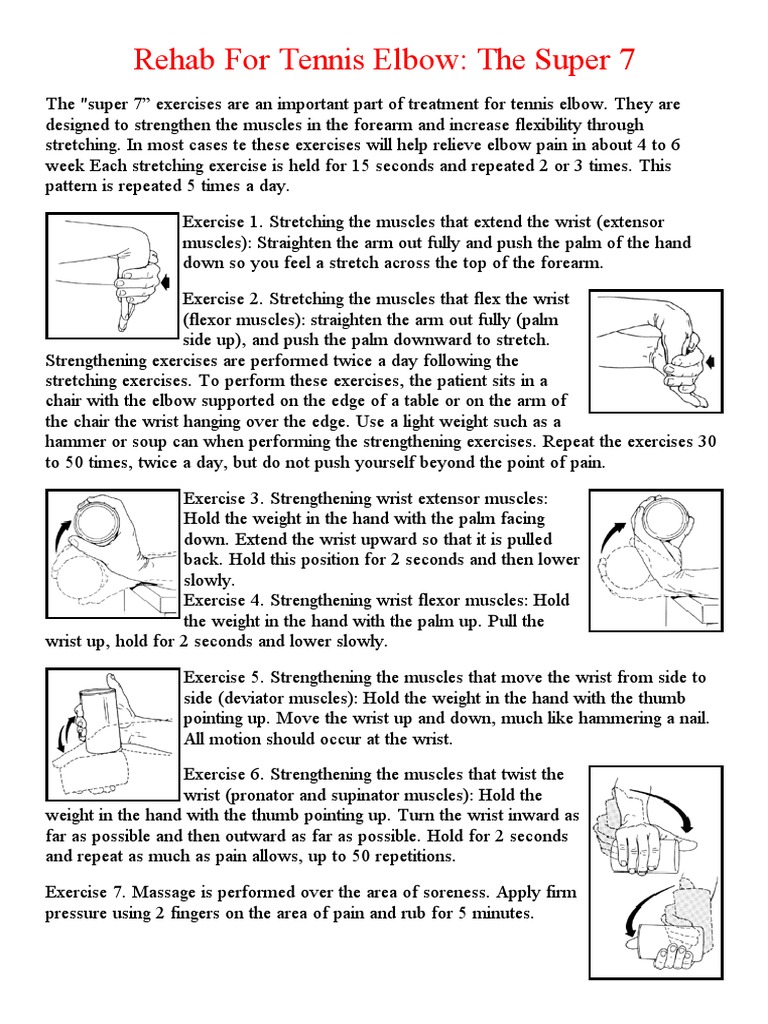 Super 7 Exercises for Tennis Elbow Rehab | PDF
