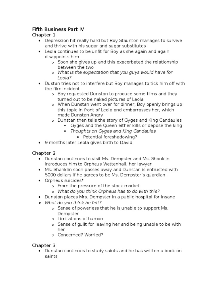 Fifth Business Part 4 Summary | PDF