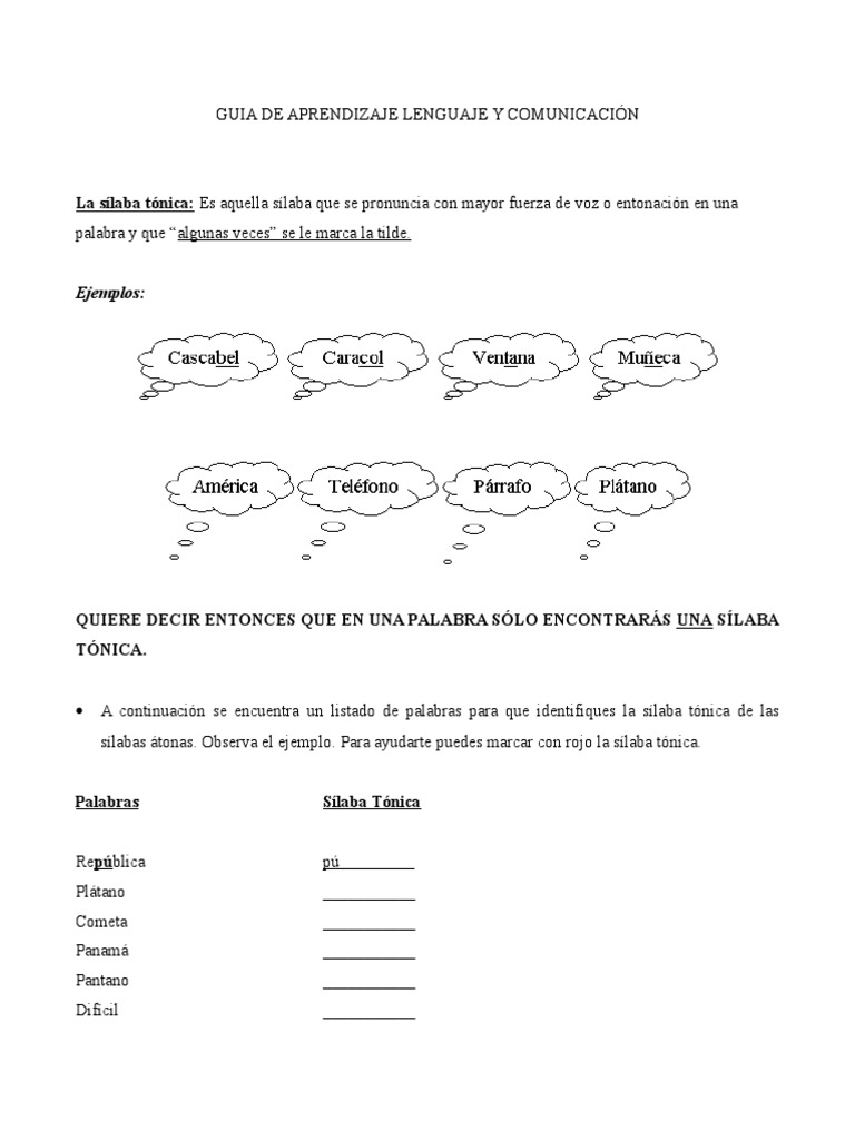 Identifica la Sílaba Tónica | PDF