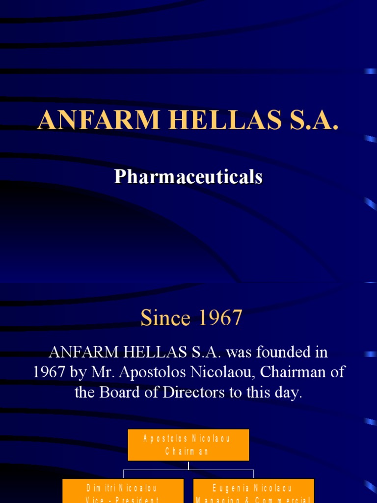 Anfarm Hellas S.A.: Pharmaceutical Overview | PDF | Pharmacist ...