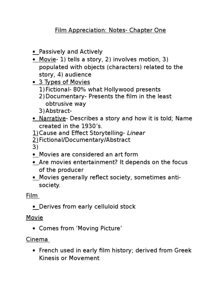 Film Appreciation Notes | PDF