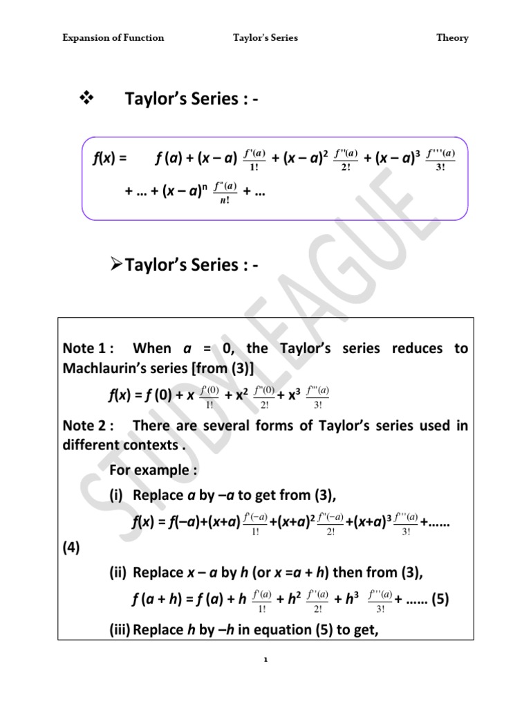 Taylors Series | PDF