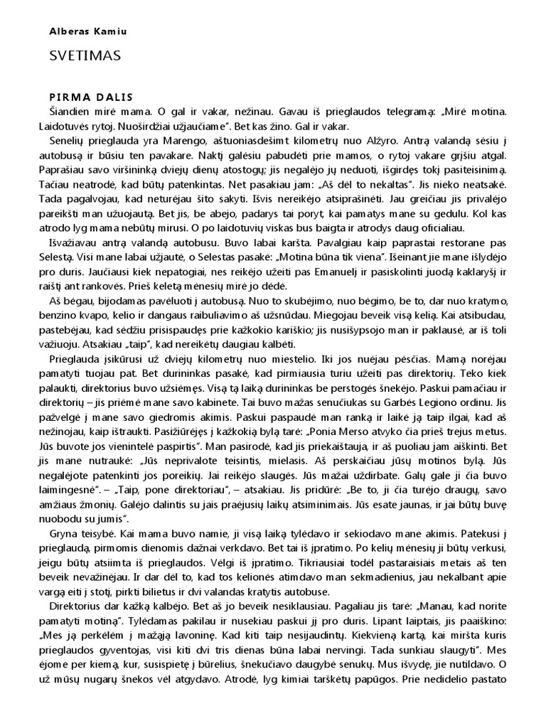 Alberas Kamiu. Svetimas - lhx200 | PDF