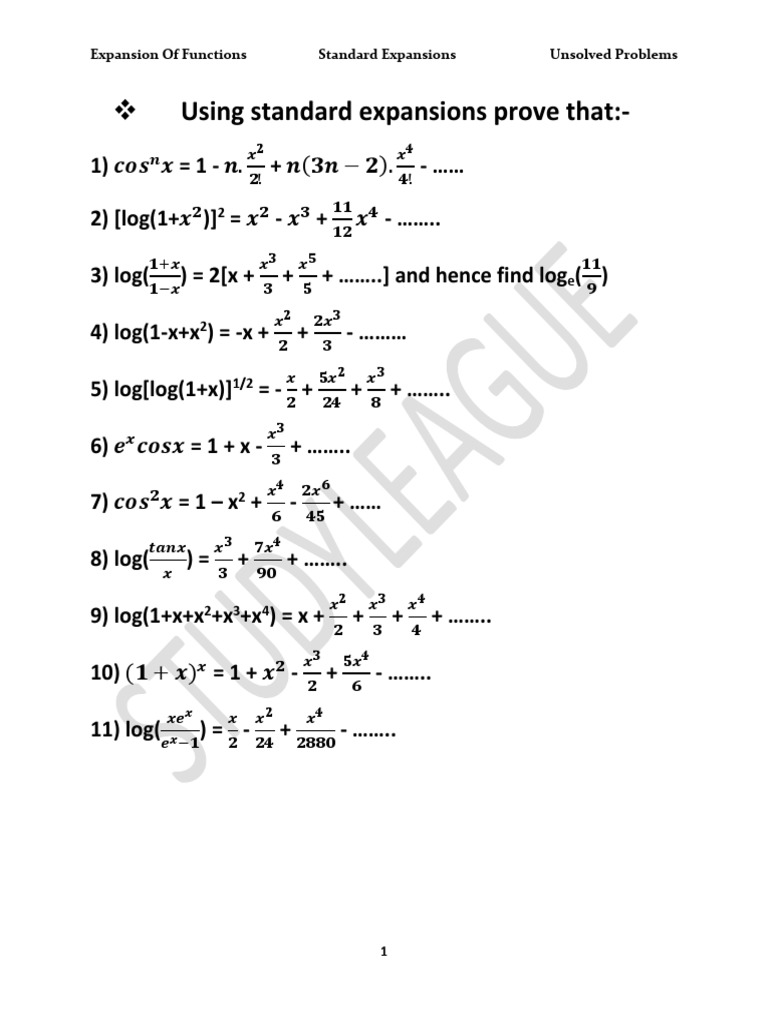 Standard Expansions in Functions | PDF | Mathematical Analysis ...