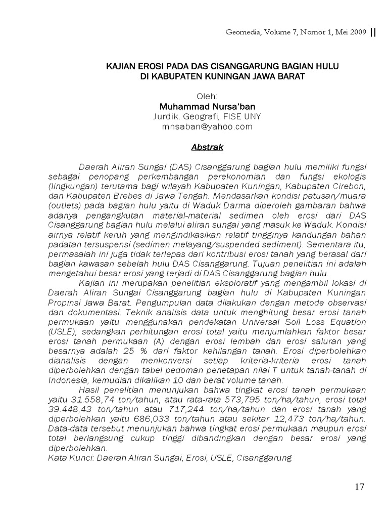 Artikel - Erosi DAS Cisanggarung - Geomedia 09 | PDF