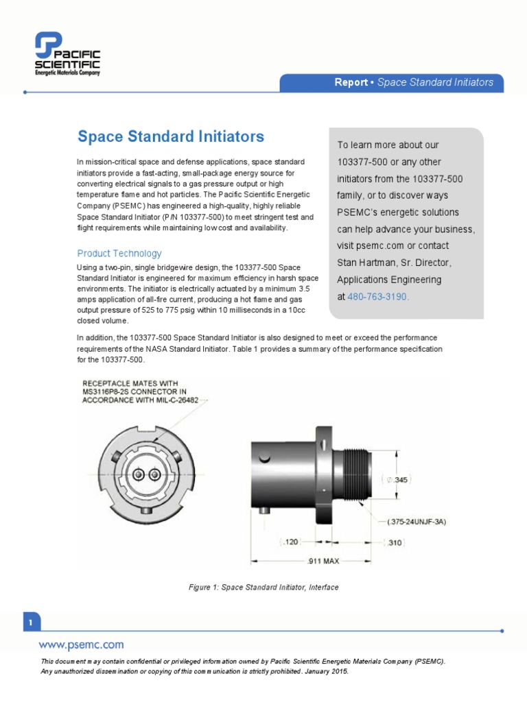 An Overview of the PSEMC 103377-500 Space Standard Initiator ...
