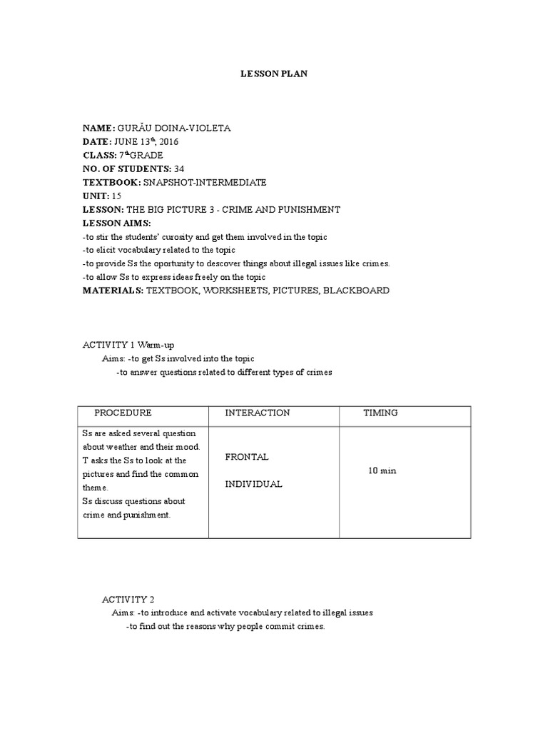 Plan de Lectie | PDF