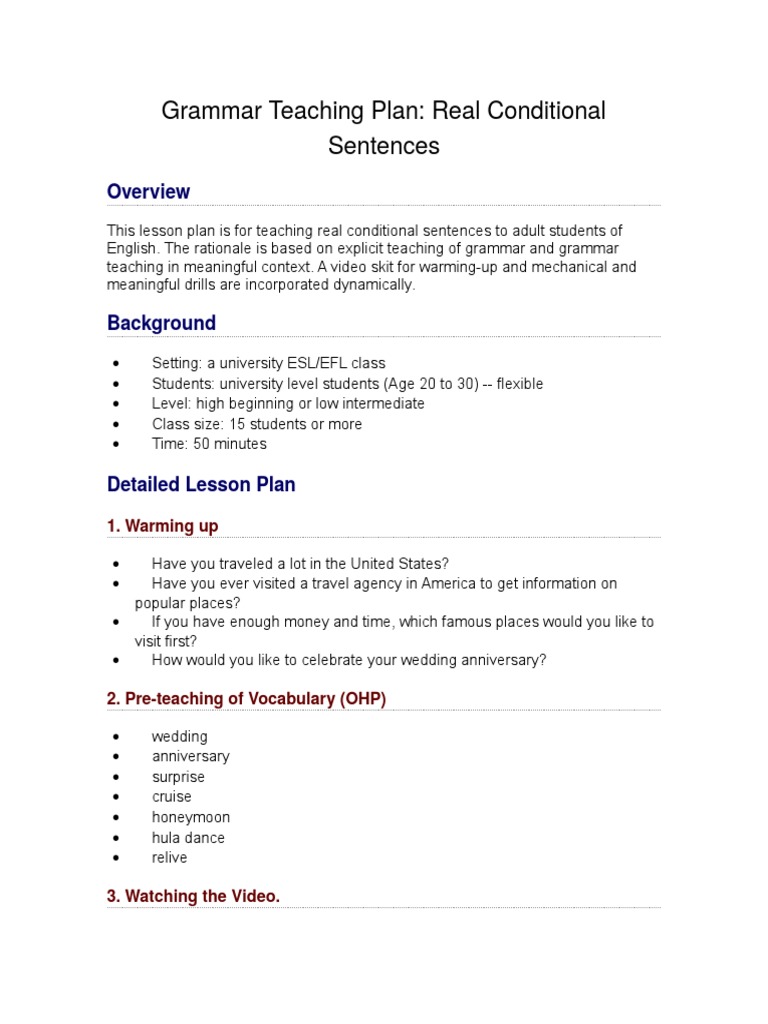 Grammar Teaching Plan | PDF | English As A Second Or Foreign Language ...